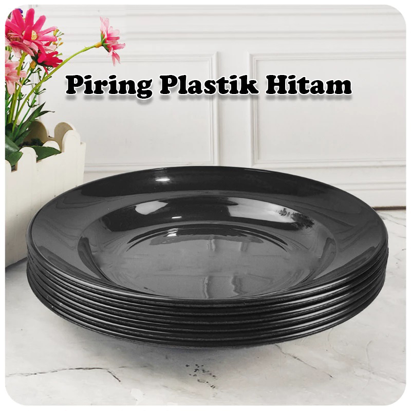 Jual Piring Makan Hitam Ceper Plastik Besar Murah Kuat Dan Tebal Piring ...