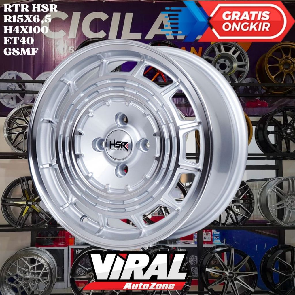Jual Velg Mobil Ring 15 HSR RTR R15 LEBAR 6,5 LOBANG BAUT 4 ET40 SILVER POLISH | Shopee Indonesia