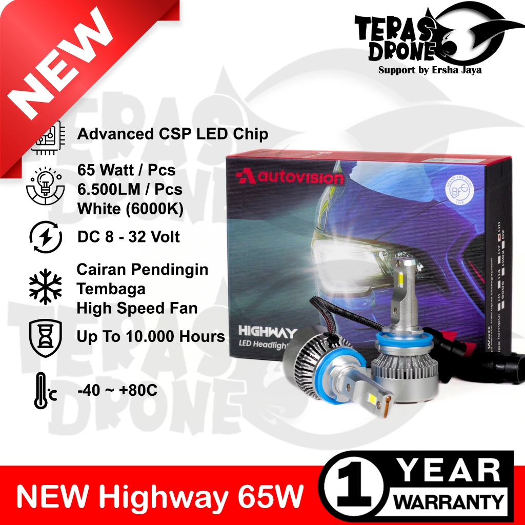 Jual LED Autovision New Highway D2 D2R D2S H1 H4 H7 H8 H9 H11 H16 HB3 ...