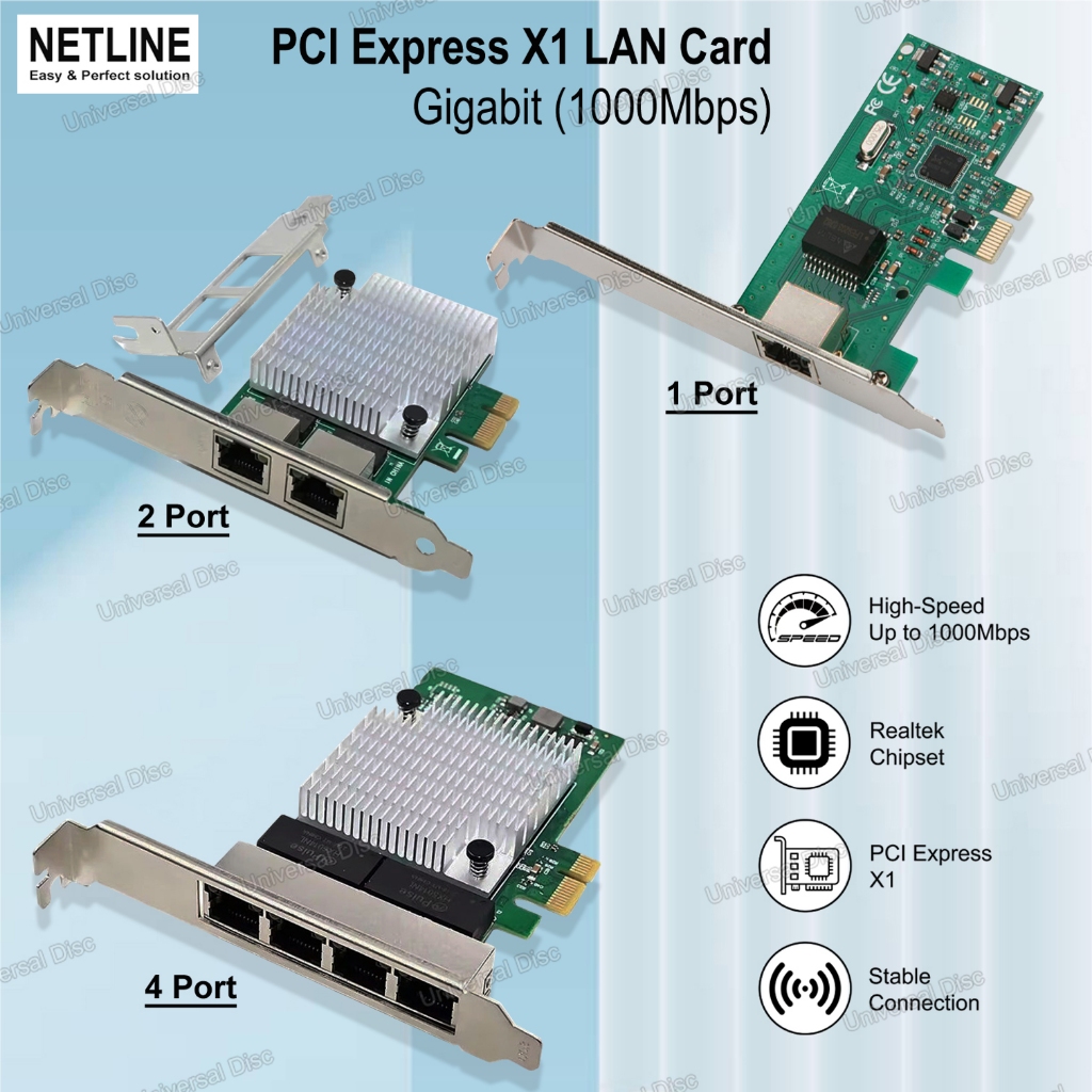 Jual PCI Express LAN Card X1 Gigabit 1000Mbps 1 port, 2 port, 4 port NETLINE | Shopee Indonesia