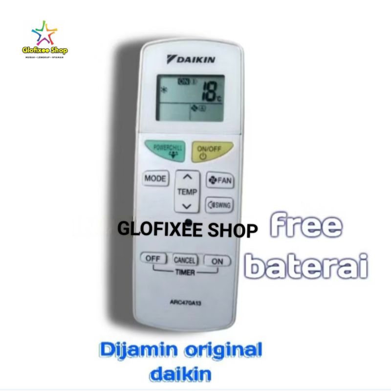 Jual REMOTE AC DAIKIN REMOTE ARC470A13 ORIGINAL ORI | Shopee Indonesia