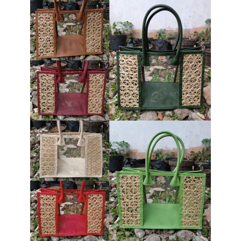 Jual Hampers Tas Parcel Estetik (30×15×20) Full Mika Kombinasi Anyaman ...