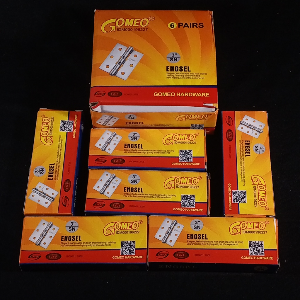 Jual GOMEO Engsel Pintu Rumah Plat Tebal Door Hinges 3 Inci 1 Kotak 6 ...