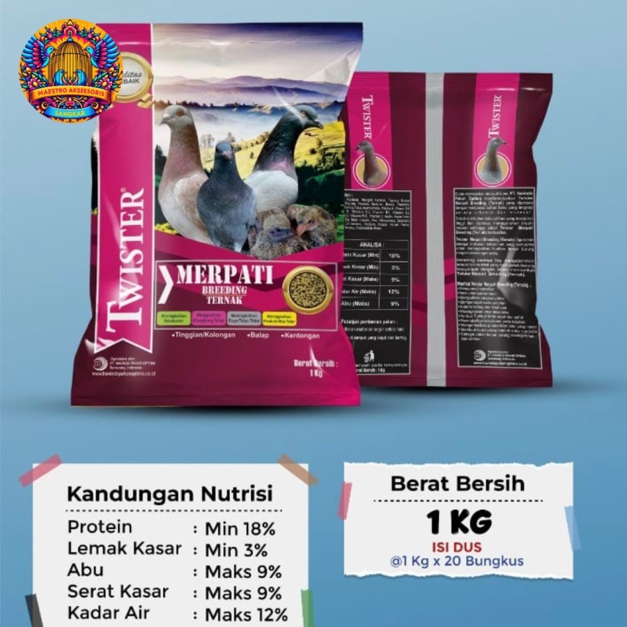 Jual TWISTER MERPATI TERNAK VOER PAKAN BURUNG MERPATI Breeding 1kg ...
