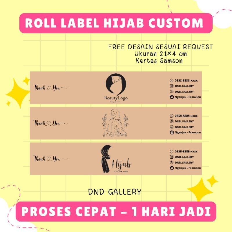 Jual LABEL ROLL HIJAB / ROLL HIJAB/ ROLL HIJAB OLSHOP / KARTU NAMA ...