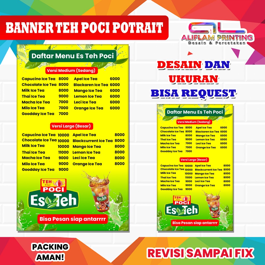 Jual CETAK BANNER SPANDUK DAFTAR MENU ES TEH POCI COSTUM | GRATIS ...