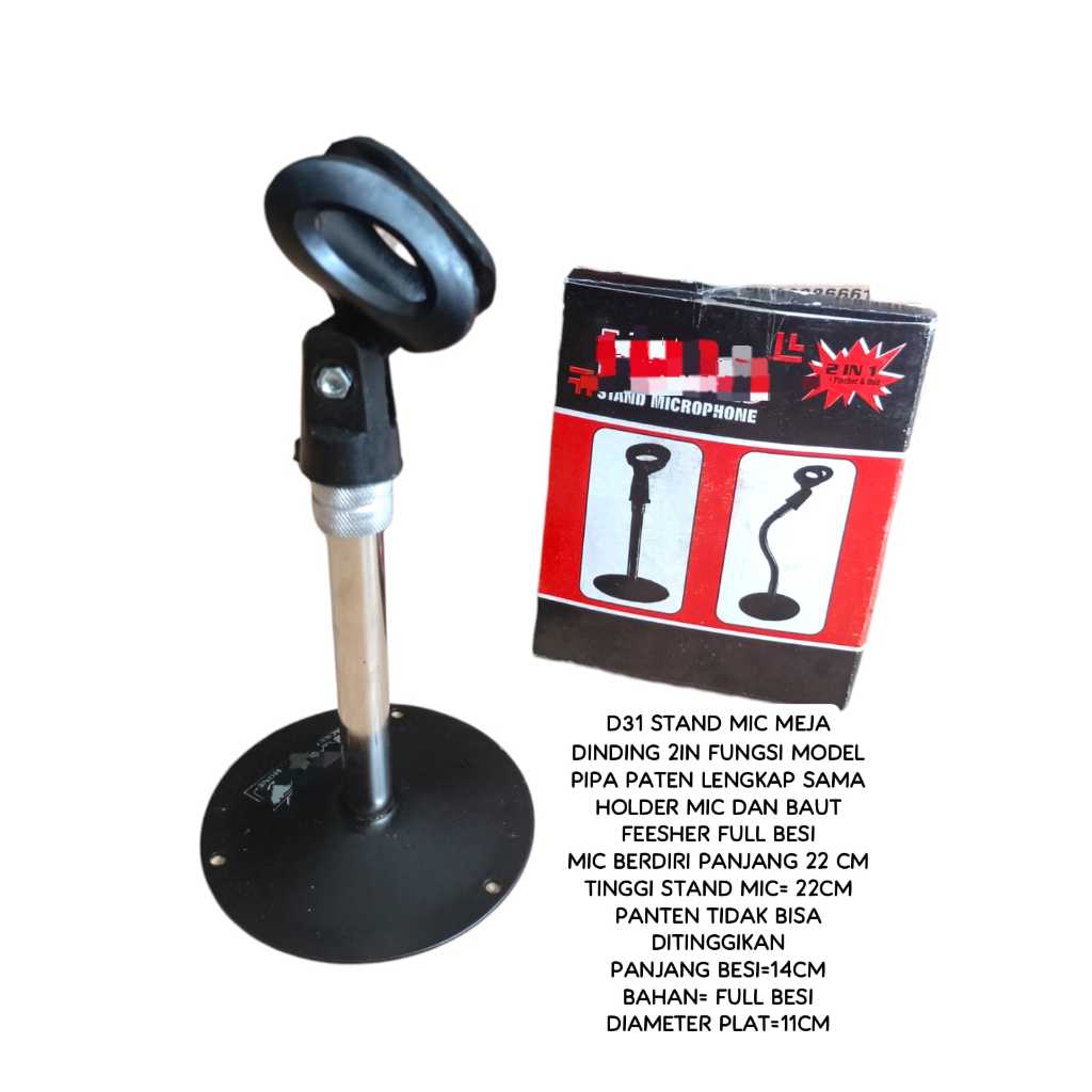 Jual D31 ORI STAND MIC 22 CM TEMBOK MEJA DINDING HOLDER MIK MIX 2IN1 PIPA LURUS LENGKAP DAN BAUT ...