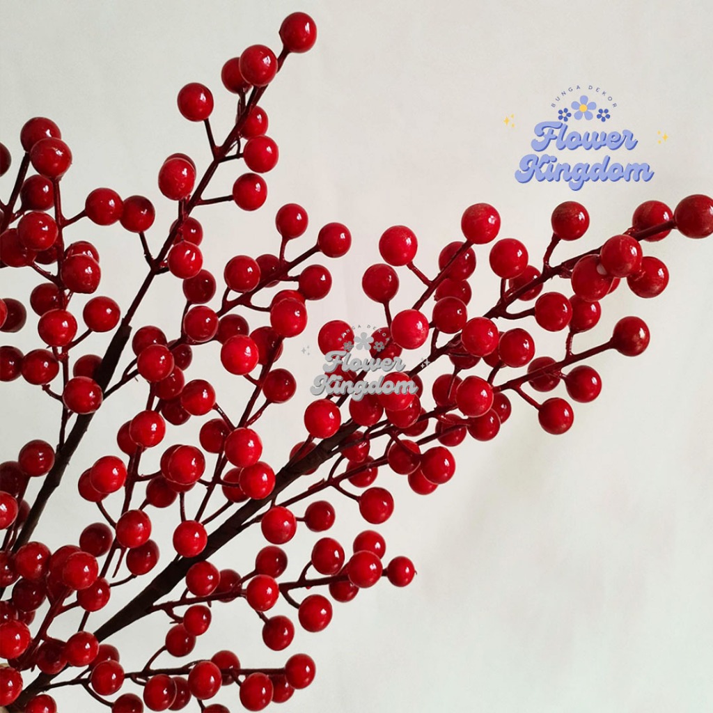 Jual Artifical Holly Flower Bunga Cherry Red Bean Bunga Natal New Year ...