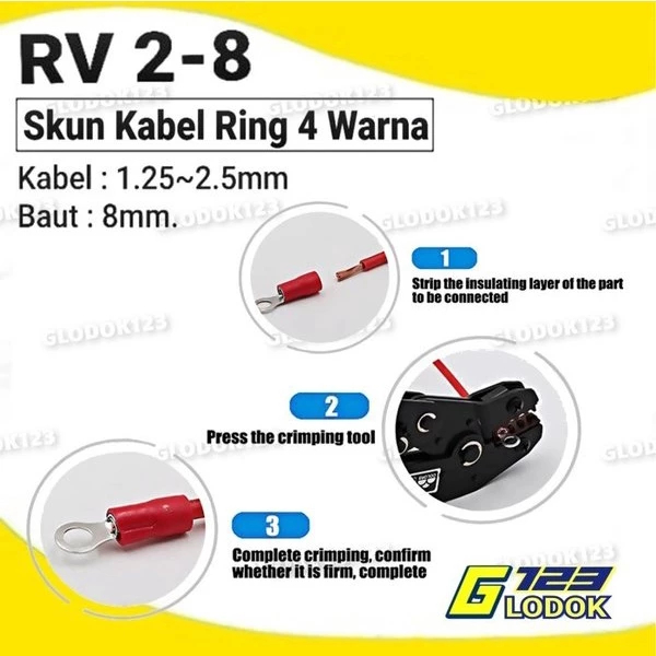 Jual Terminal Kabel Sekun Cable Skun Ring O Bulat Cable Lug Isolasi RV 2-8 | Shopee Indonesia