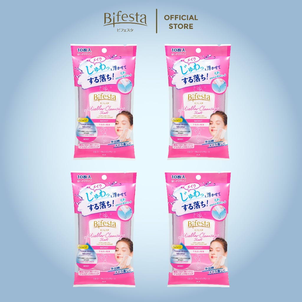 Jual Bifesta Micellar Cleansing Sheet Moist Quattro Pack | Shopee Indonesia
