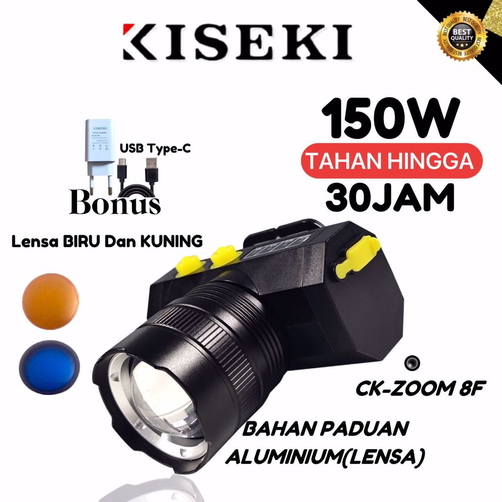 Jual Kiseki Senter Kepala Zoom Senter Kepala Super Terang 100/150Watt ...