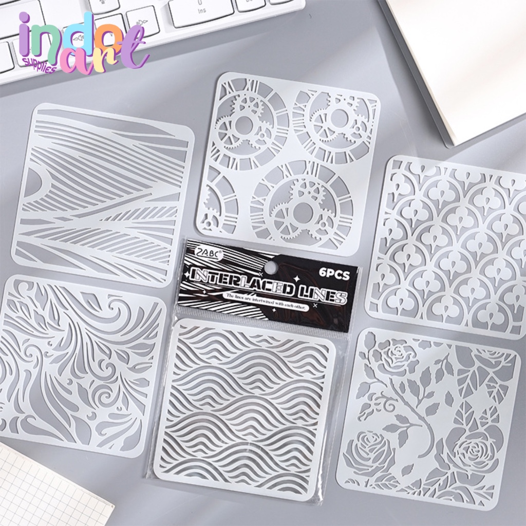 Jual (IAS) 6 pcs Cetakan Plastik Stencil Set Stensil Gambar Craft ...