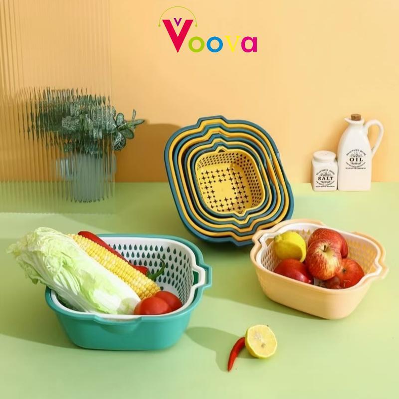 Jual VOOVA Keranjang Saringan Wadah Cuci Buah Sayur 2 Layer / Baskom ...