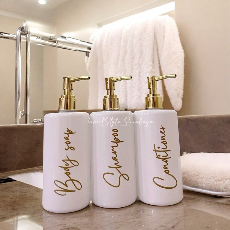 Jual botol sabun cair PUTIH GLOSSY 500ml EXCLUSIVE GOLD NEW luxury ...