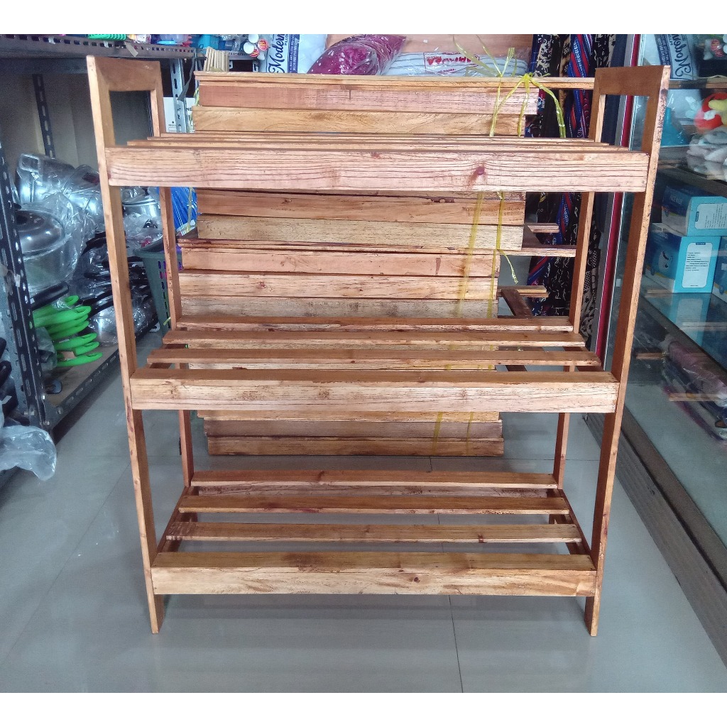 Jual RAK SEPATU KAYU 3 SUSUN / RAK KAYU SERBAGUNA | Shopee Indonesia