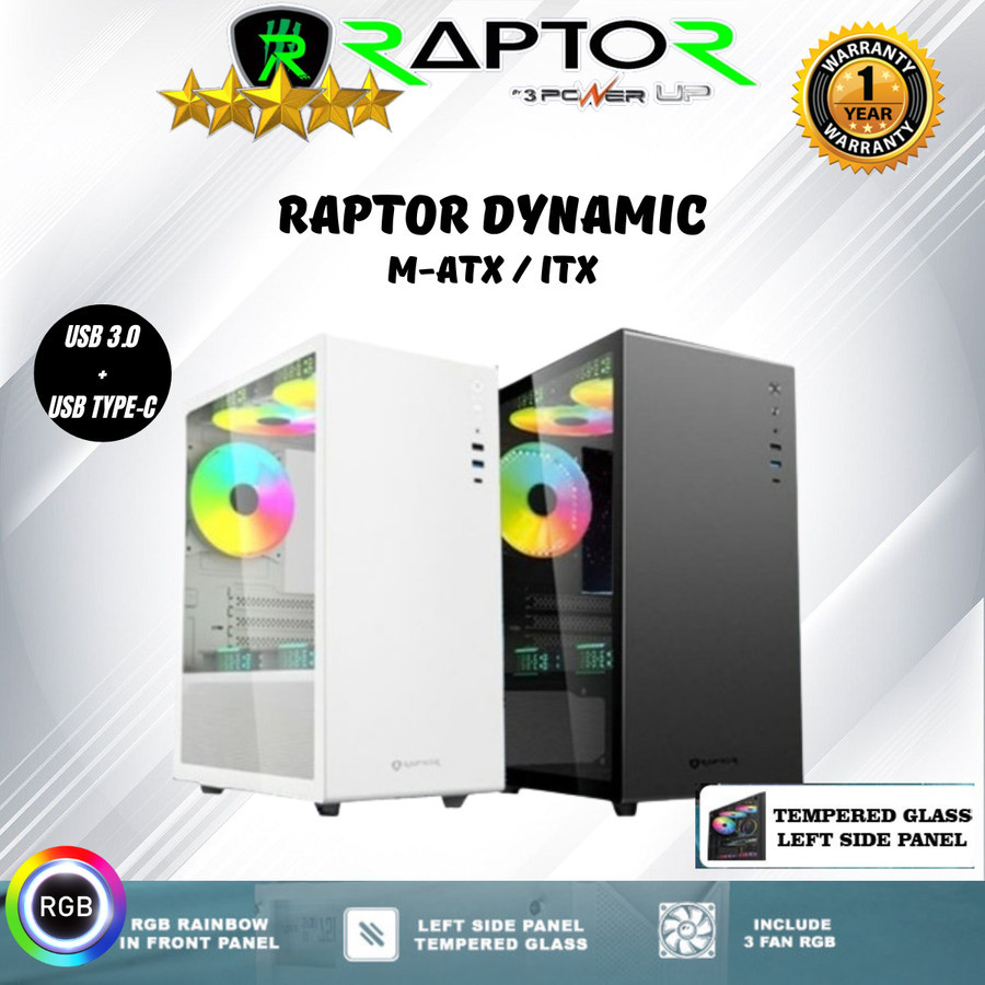 Jual CASING PC GAMING POWER UP RAPTOR DYNAMIC - INCLUDE 3 FAN RGB ROVER ...