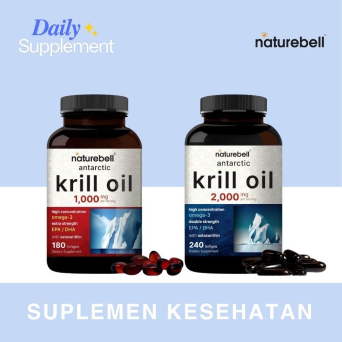 Jual NatureBell Antarctic Krill Oil 1000 & 2000 mg - 240 Softgels Non ...