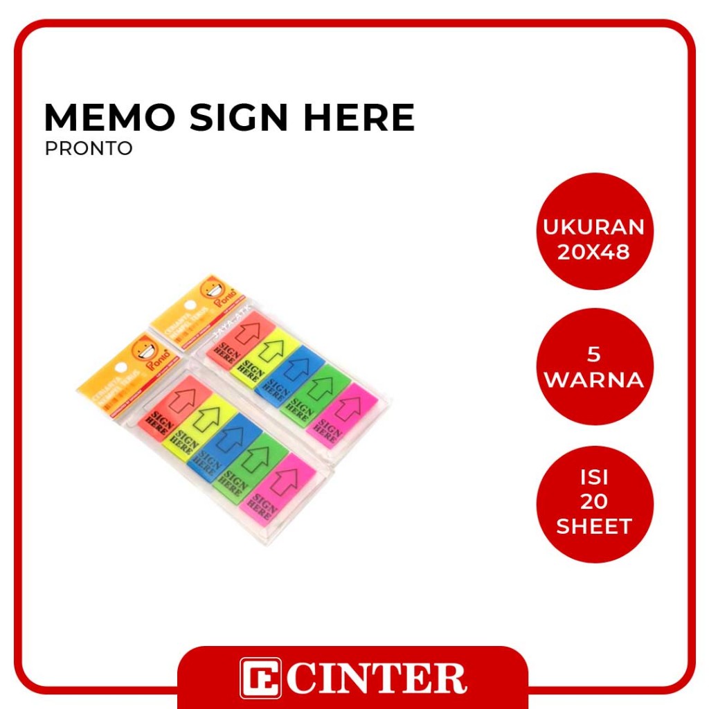 Jual PRONTO - NOTES TEMPEL / MEMO TEMPEL / STICKY NOTES SIGN HERE ARROW ...