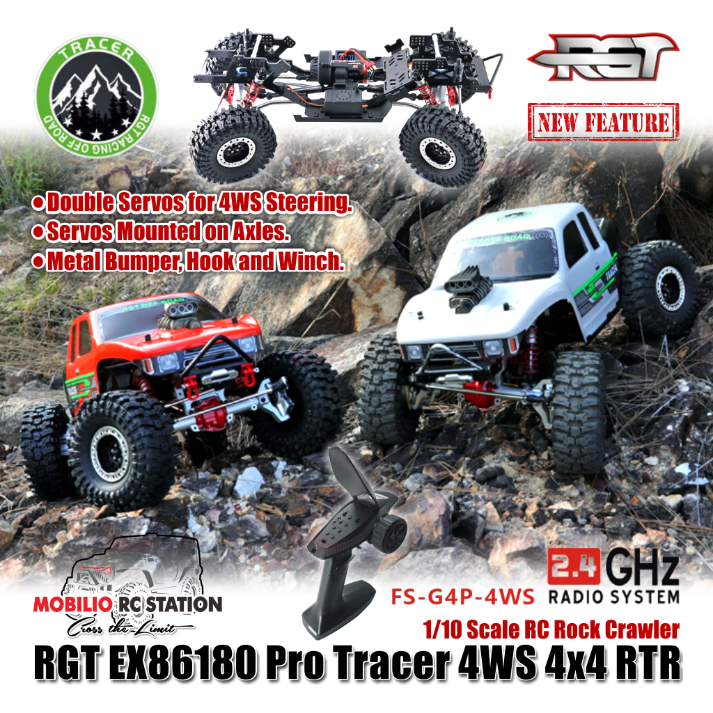 Jual RGT EX86180 Pro Tracer 4WS 4x4 RTR 1/10 Scale RC Rock Crawler Off ...