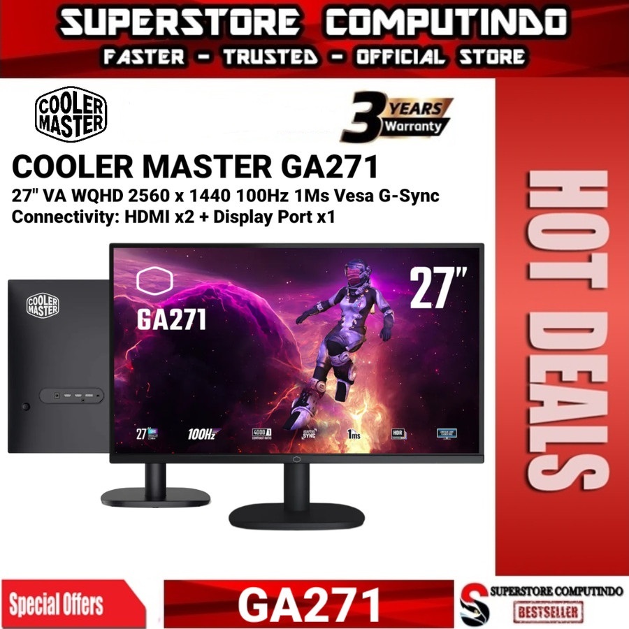 Jual Monitor LED Cooler Master GA271 27" VA 2K WQHD 2560x1440 100hz 1ms ...