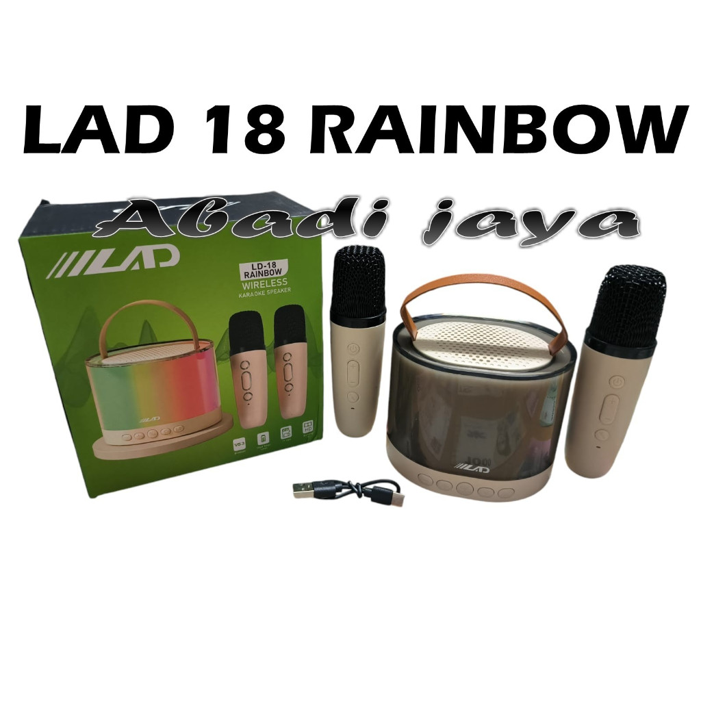Jual SPEAKER PORTABLE KARAOKE 2 MIC WIRELESS LAD LD18 RAINBOW / LAD 18 ...