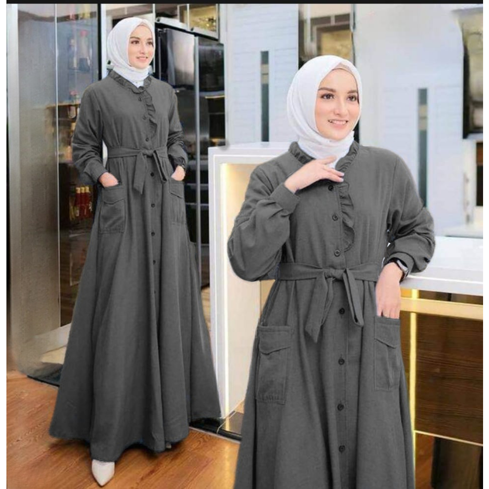 Jual baju lebaran terbaru 2025 viral gamis dress trendy Finza Maxi ...