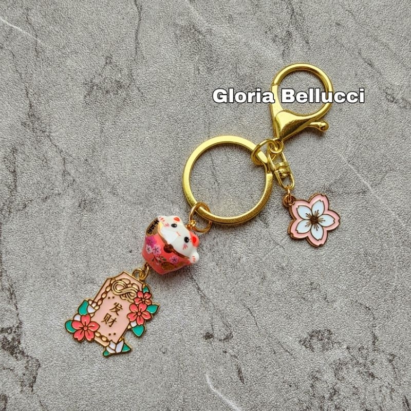Jual keychain lampion jepang maneki neko gantungan kunci souvenir japan ...