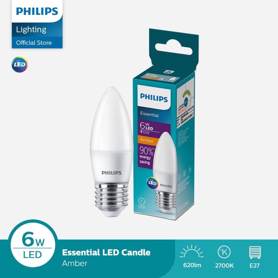 Jual Philips Essential LED Candle 6W E27 2700K Kuning | Shopee Indonesia