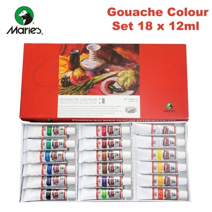 Jual Maries Gouache Colour Type 7318B 12ml 18 Warna | Shopee Indonesia