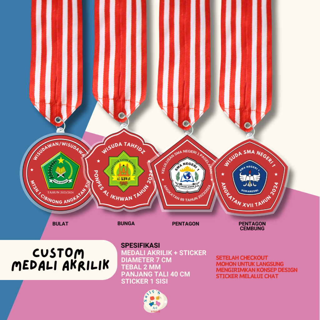 Jual Medali Akrilik Custom Sticker Hadiah Souvenir Lomba Penghargaan ...