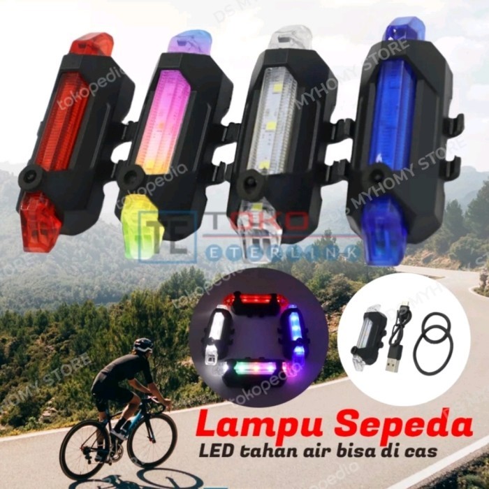 Jual Lampu belakang sepeda lampu kelap kelip bisa di charger ...