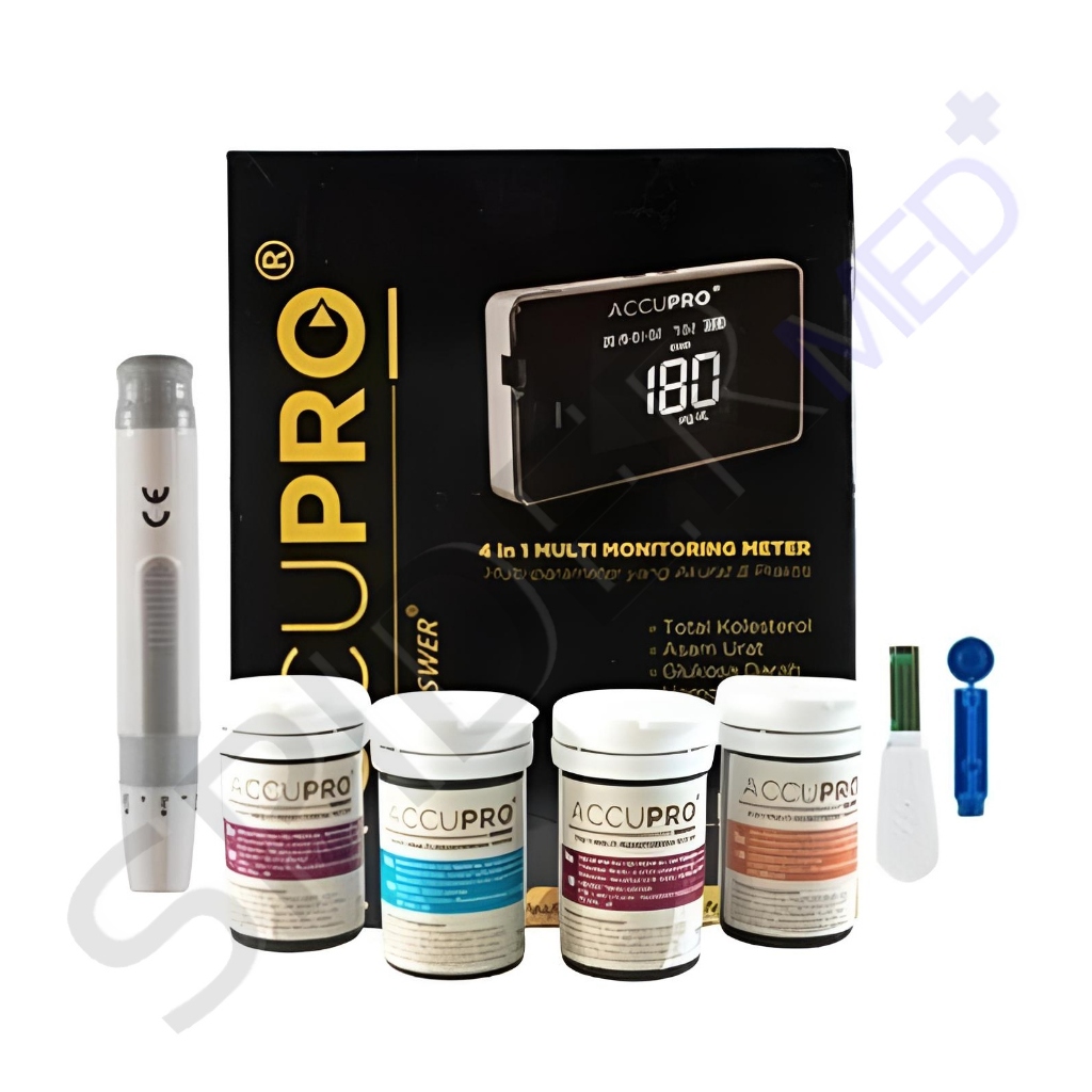 Jual AccuPro GCUHB 4in1 Meter Alat Cek Gula Darah Asam Urat Kolesterol ...