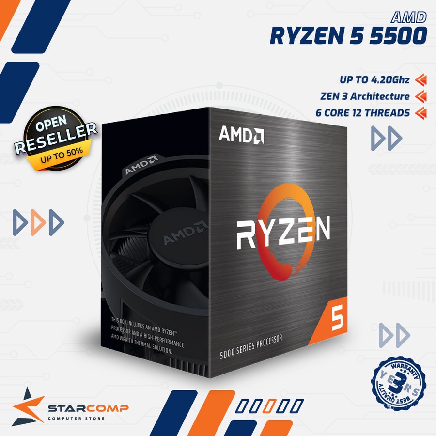 Jual AMD Ryzen 5 5500 BOX 6 Core 12 Threads AM4 Processor AMD 5500 ...