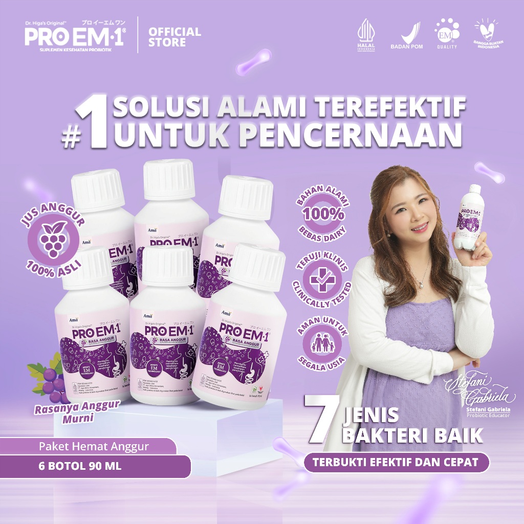 Jual Probiotik PROEM1 Rasa Anggur |Anak |Dewasa Bundling 6 Botol 90ml ...