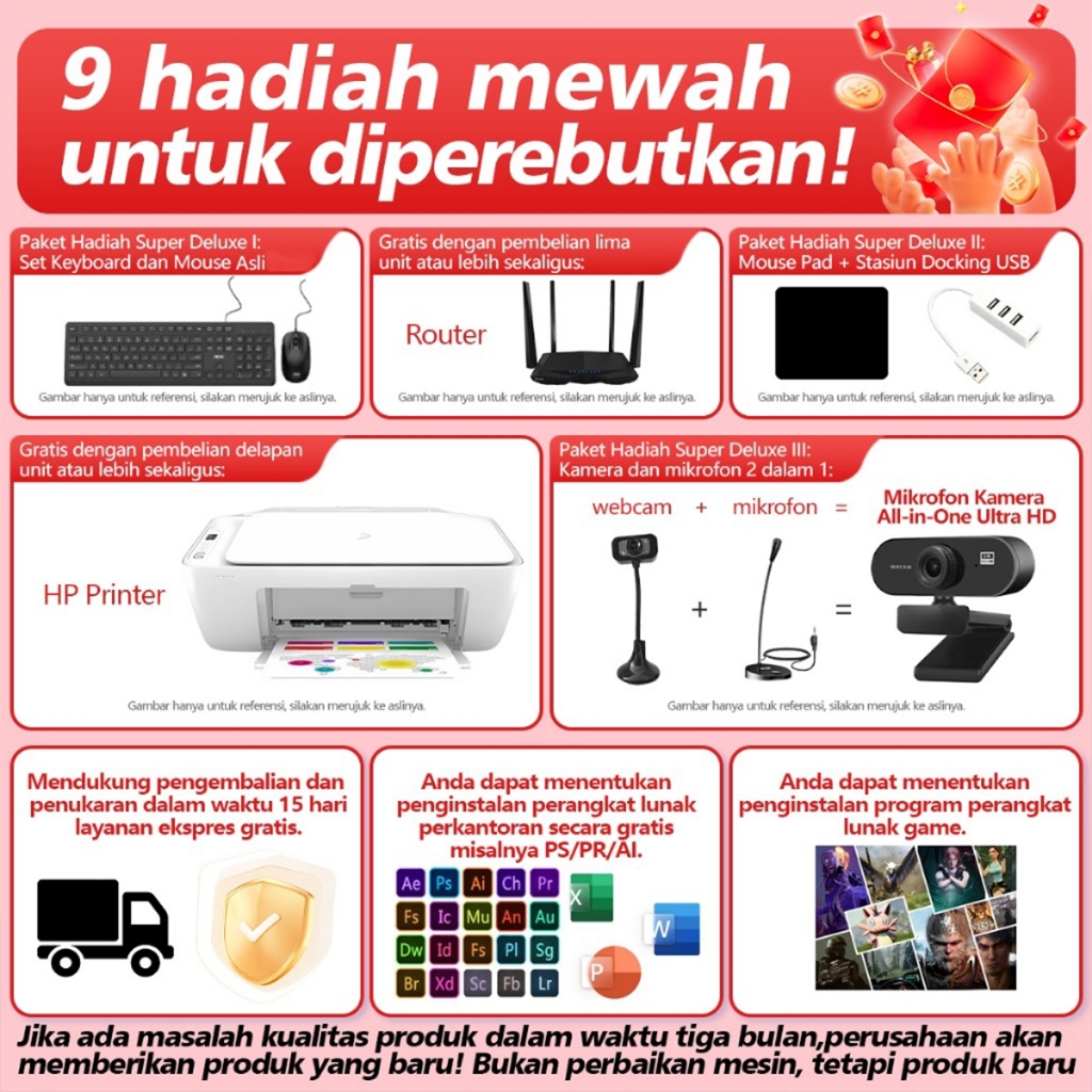 Jual Fullset Komputer PC All in One Intel Core i3/i5/i7, RAM 8G/16G+SSD 256G/512G/1TB - Desktop ...