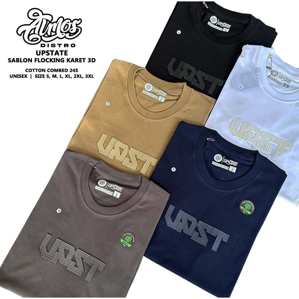 Jual ALMOS Kaos UPST Sablon Flocking Karet 3D Timbul TEBAL Katun Combed ...