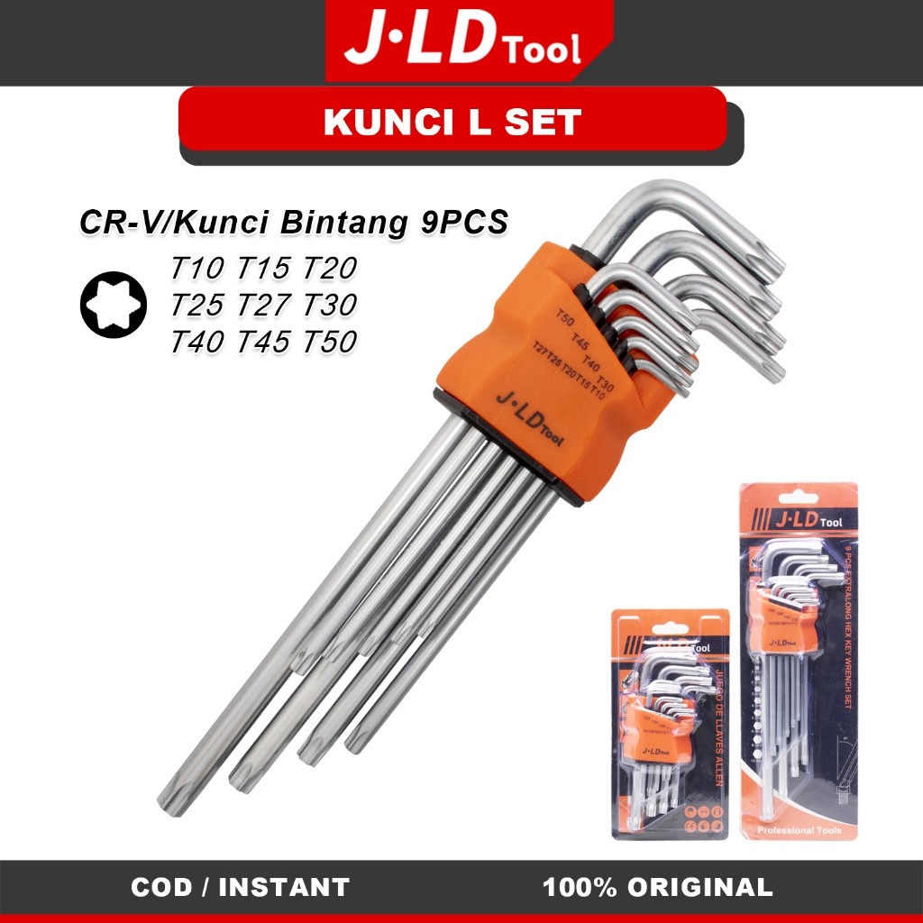 Jual JLD 9pcs KUNCI L BINTANG SET PANJANG Kunci L Set T10-T50 Kunci L ...