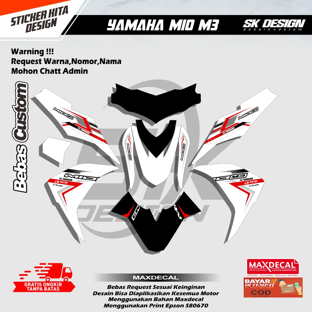 Jual SK 593 Sticker Decal Fullbody Motor YAMAHA MIO M3 Tema Desain ...
