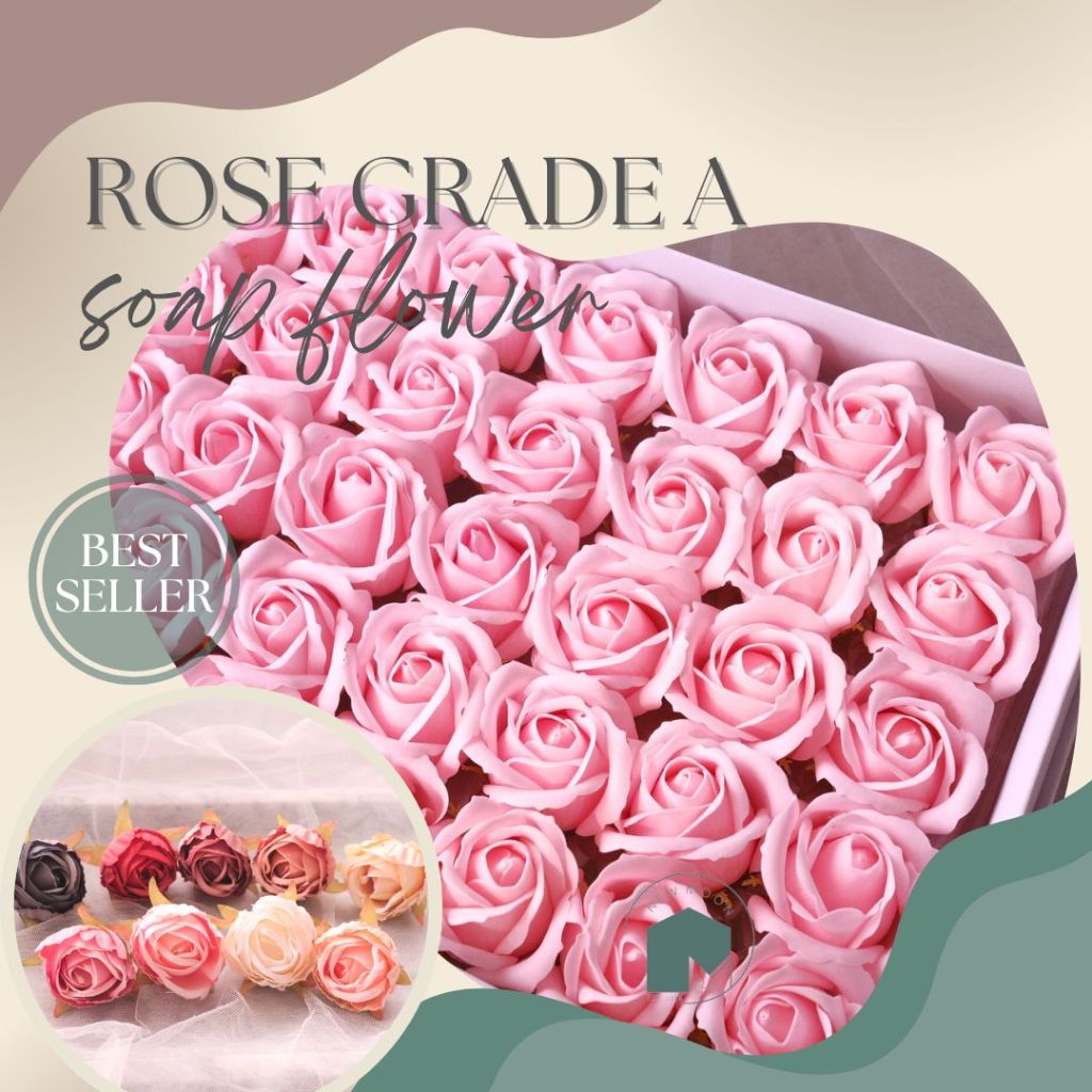 Jual PREMIUM Bunga sabun mawar rose soap flower 6cm 4 layer buket ...