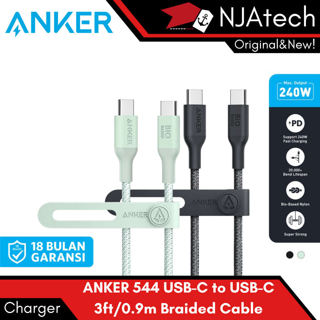 Jual Anker 544 PowerLine USB C To USB C 240w Bio-Based Charger Cable ...