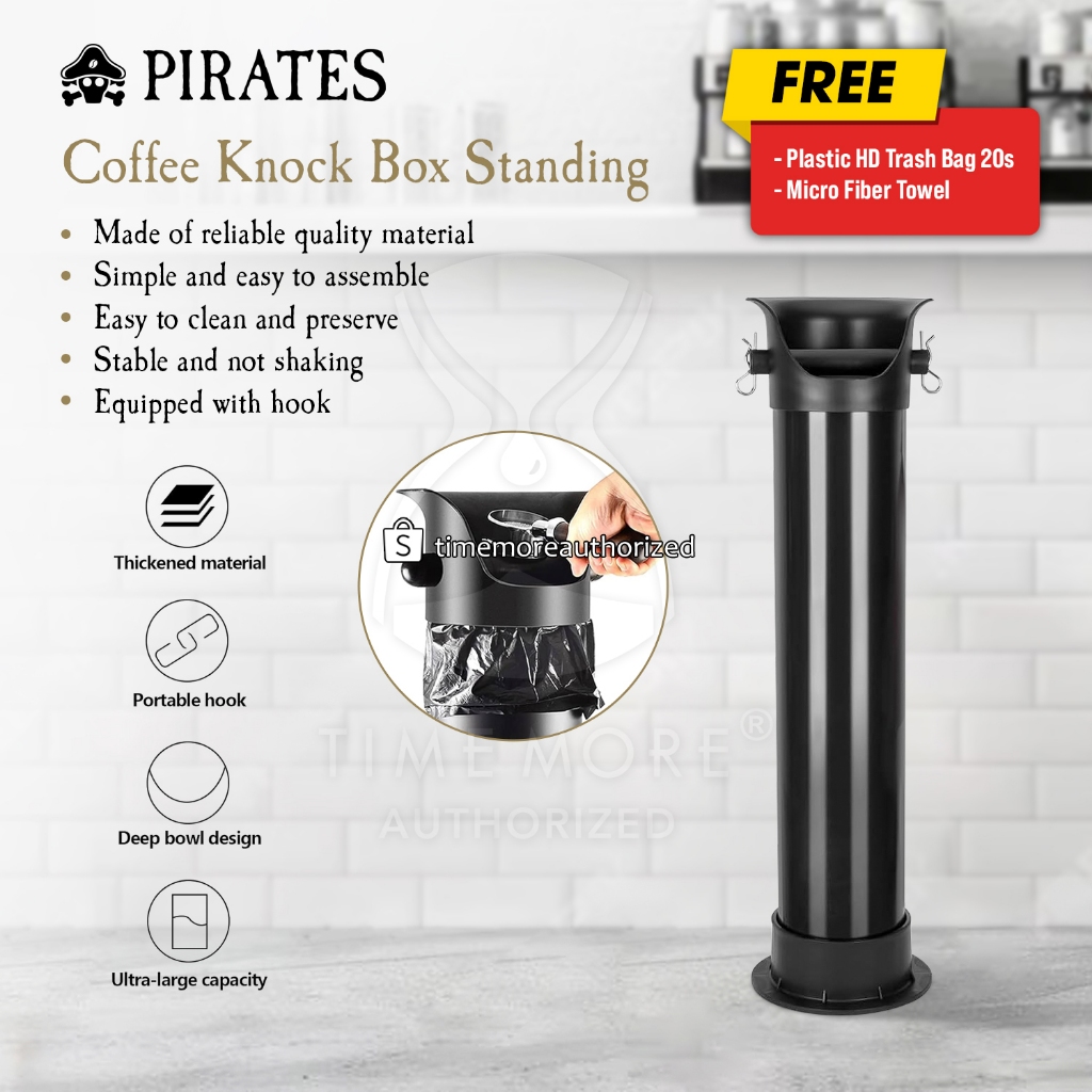 Jual Pirates Knock Box Coffee Floor Standing Barista Bin Tube Big Tall ...