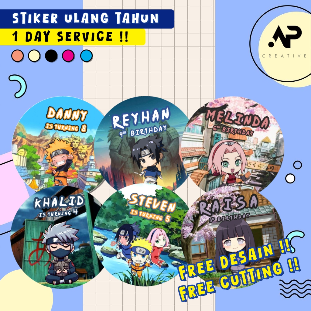 Jual Stiker Ulang Tahun NARUTO EDITION | Stiker Label Ulang Tahun Anak ...