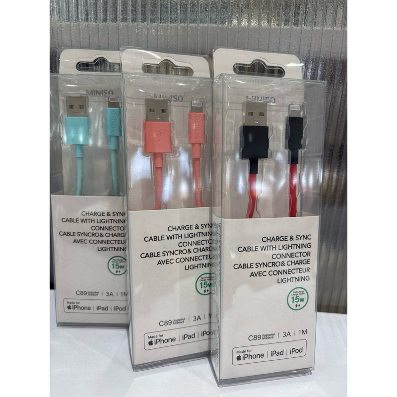 Jual Miniso 1m Fast Charge Charge & Sync Cable with Lightning Connector ...