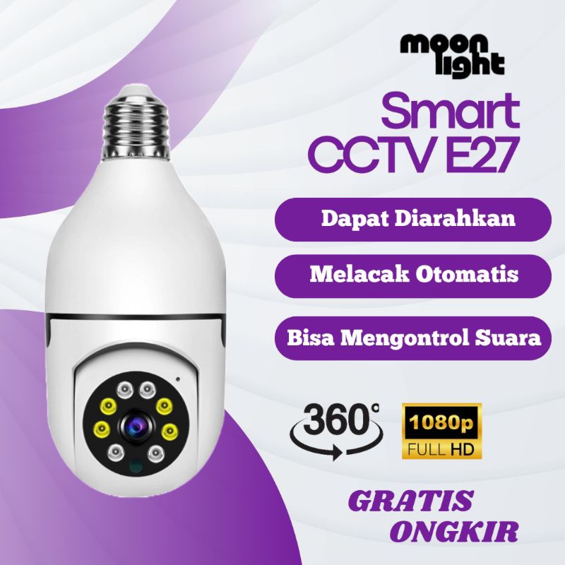 Jual CCTV Lampu Wifi Jarak Jauh Lewat Hp Full HD 1080P Indoor Kamera ...