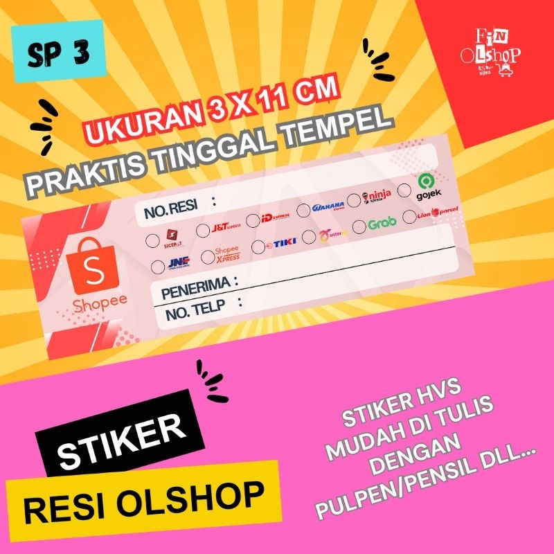 Jual STIKER RESI PENGIRIMAN OLSHOP / LABEL PAKET OLSHOP / RESI OLSHOP ...