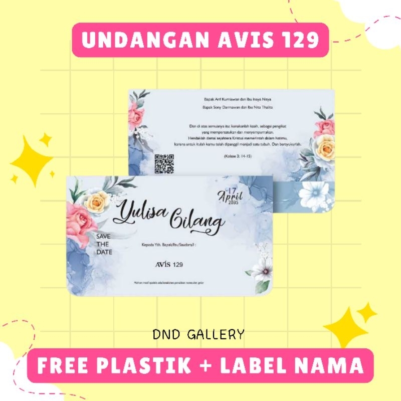 Jual CETAK UNDANGAN PERNIKAHAN AVIS 129 / BLANKO UNDANGAN AVIS 129 ...