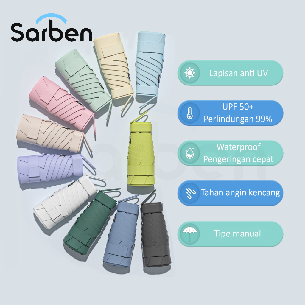 Jual Sarben - Payung Super Mini Multifungsi - Tahan UV UPF 50+ & Tahan ...
