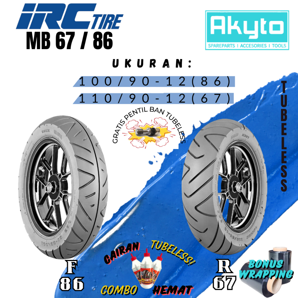 Jual BAN IRC MB 67 MB 86 RING 12 / BAN TUBELESS R12 / FREE PENTIL + WRAPPING / BAN MOTOR FREE GO ...