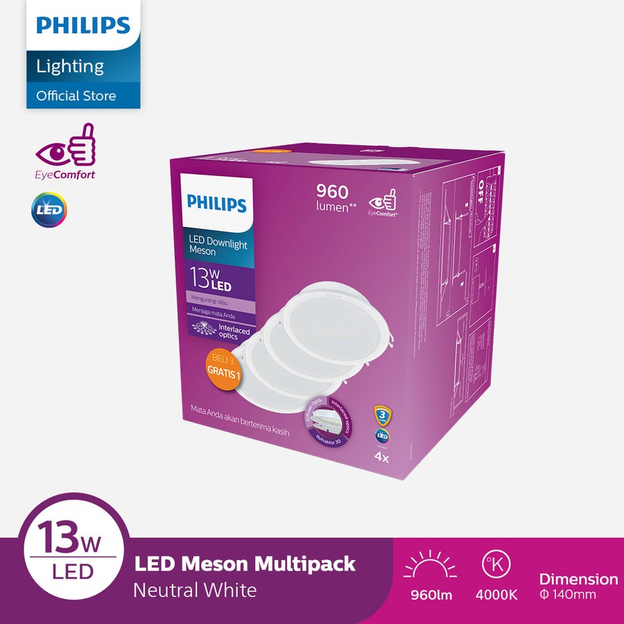 Jual Philips LED Downlight Multipack 59464 MESON 125 13W 40K Putih Natural | Shopee Indonesia
