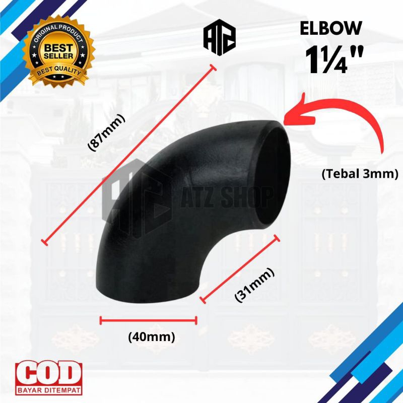 Jual ELBOW PIPA BESI 1 1/4 TEBAL 3MM | ELBOW SAMBUNGAN PIPA BESI 1¼ INC ...